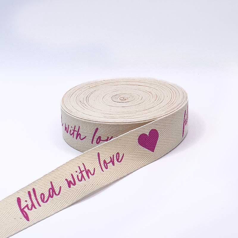 Listón"Filled with love" 25mm/10mts – monocromiamx
